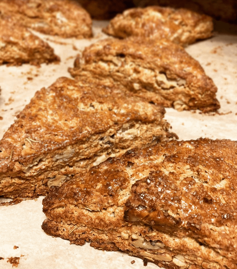 Maple Shortbread & Rosemary Walnut Scones with Maple Glaze